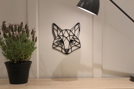 Geometric Fox Face Wall Art Decoration Colour Black/white - Etsy