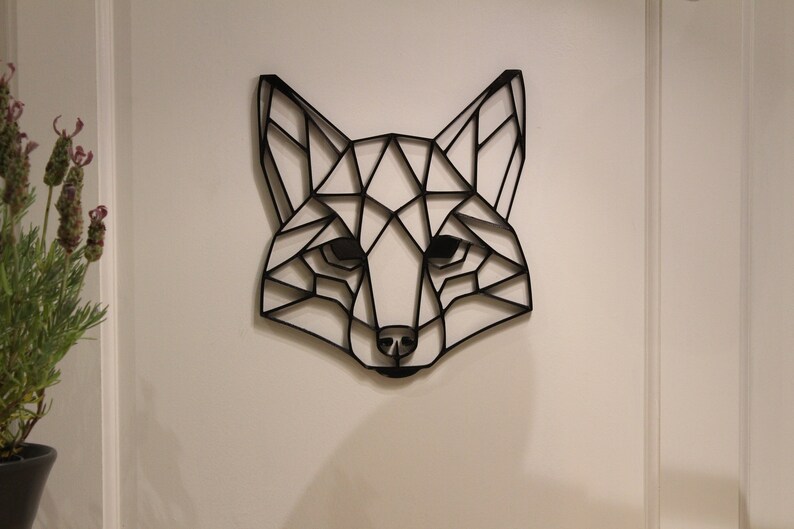 Geometric Fox Face Wall Art Decoration Colour Black/white - Etsy