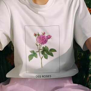 Pink Roses T-shirt Vintage Botanical Tee Retro Pink Roses Shirt Gift ...