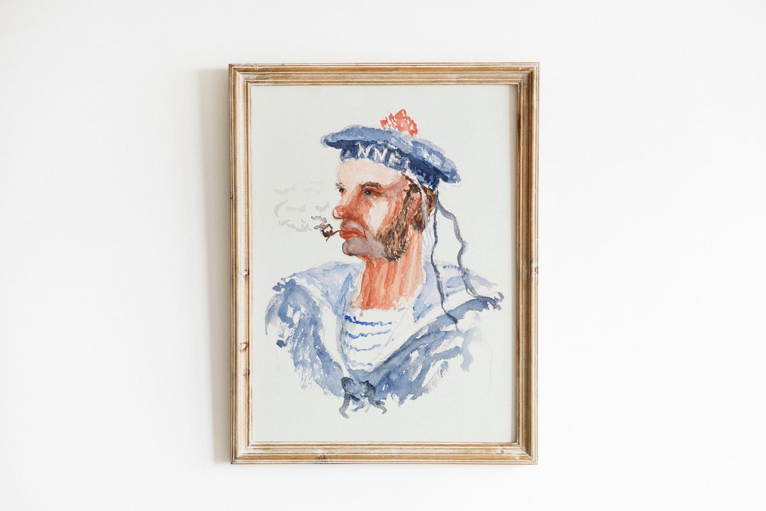 Vintage Sailor Poster Blue Home Decor Home Office Decor Blue Poster ...