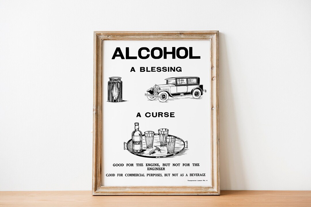 Prohibition Poster Alcohol Blessing and Curse Anti Alcohol Poster Funny ...