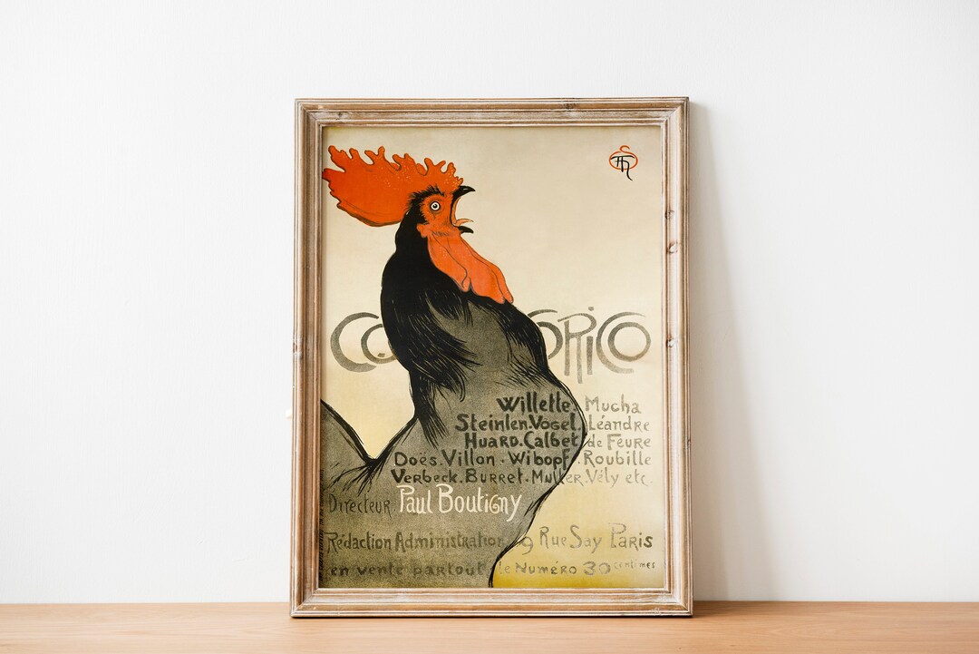 Vintage Rooster Poster Vintage French Poster 1900 French Art Vintage ...