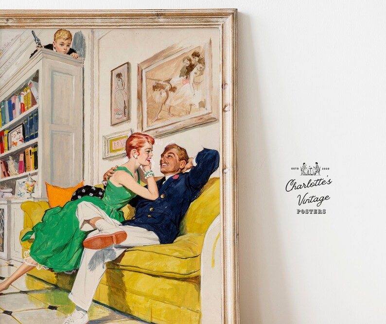 1950s Couple Poster Retro Romance Poster Vintage Romance Print 1950s ...