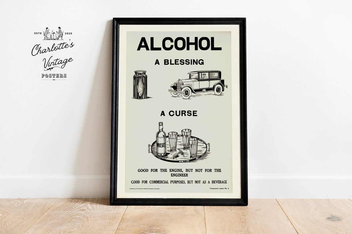 Prohibition Poster Alcohol Blessing and Curse Anti Alcohol - Etsy