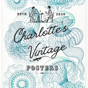 Curated Wall Art Turquoise Poster Set Eclectic Wall Gallery Blue ...