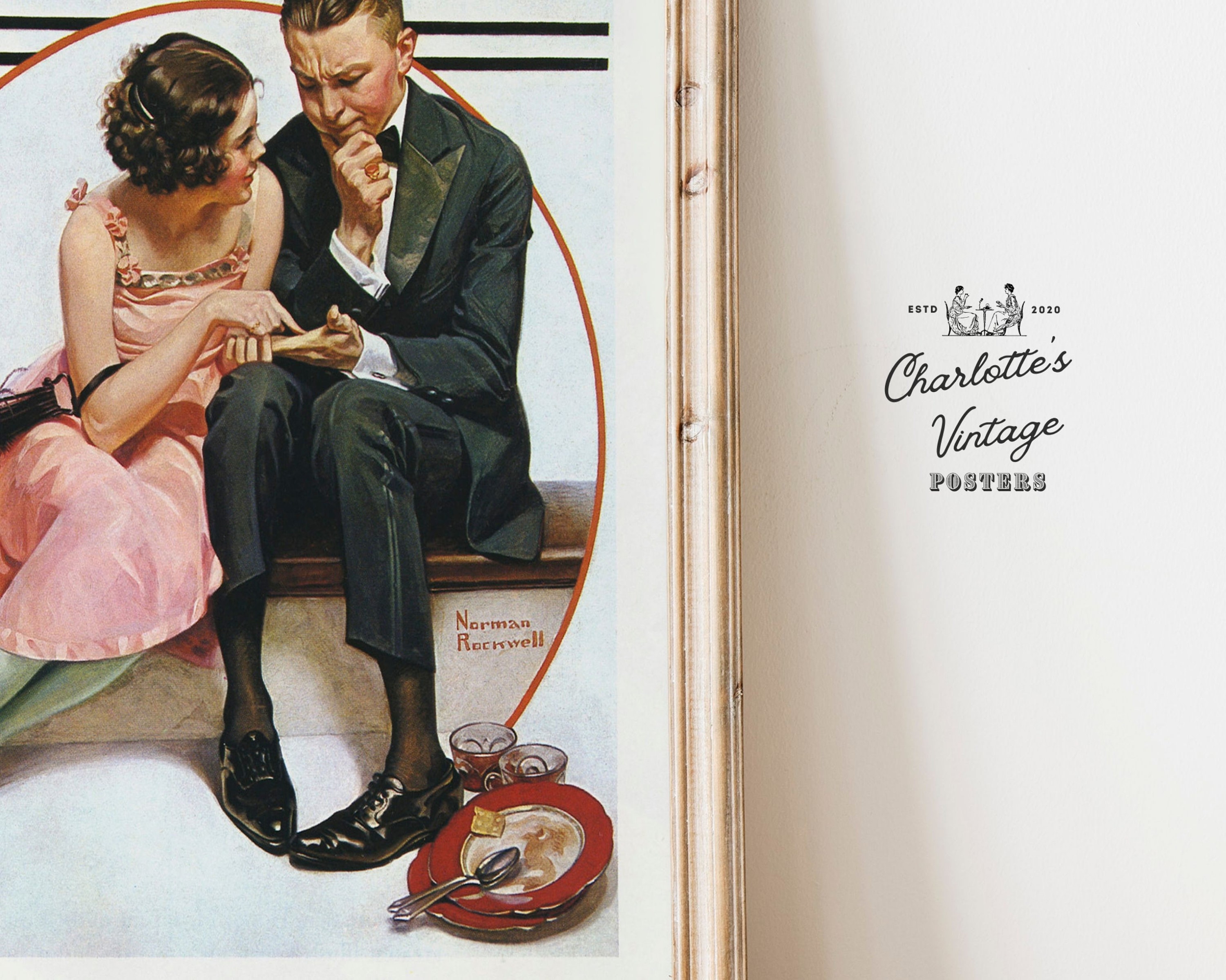 Norman Rockwell Poster Vintage Lovers Poster Romantic Poster Palm ...