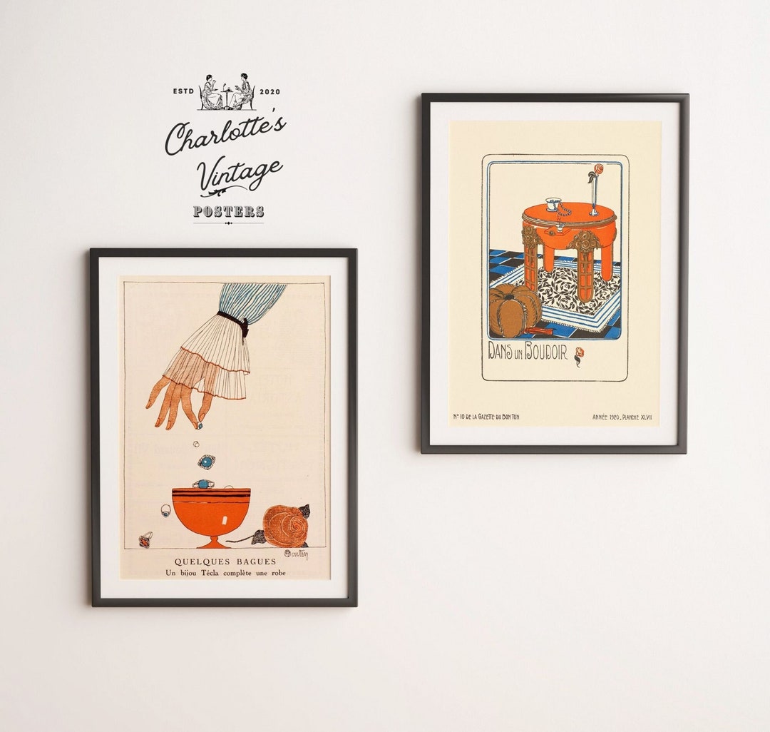 Retro French Poster Set | Art Nouveau Posters | Vintage French Giclee ...