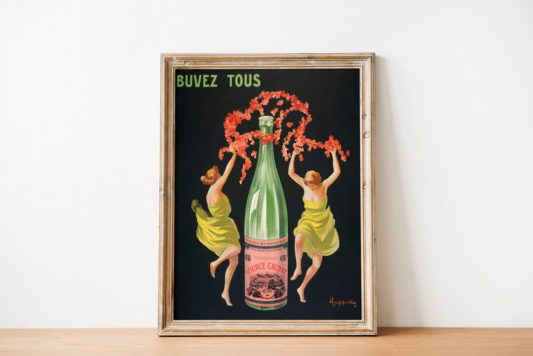 Buvez Tous Poster French Beverage Poster French Art Vintage France ...