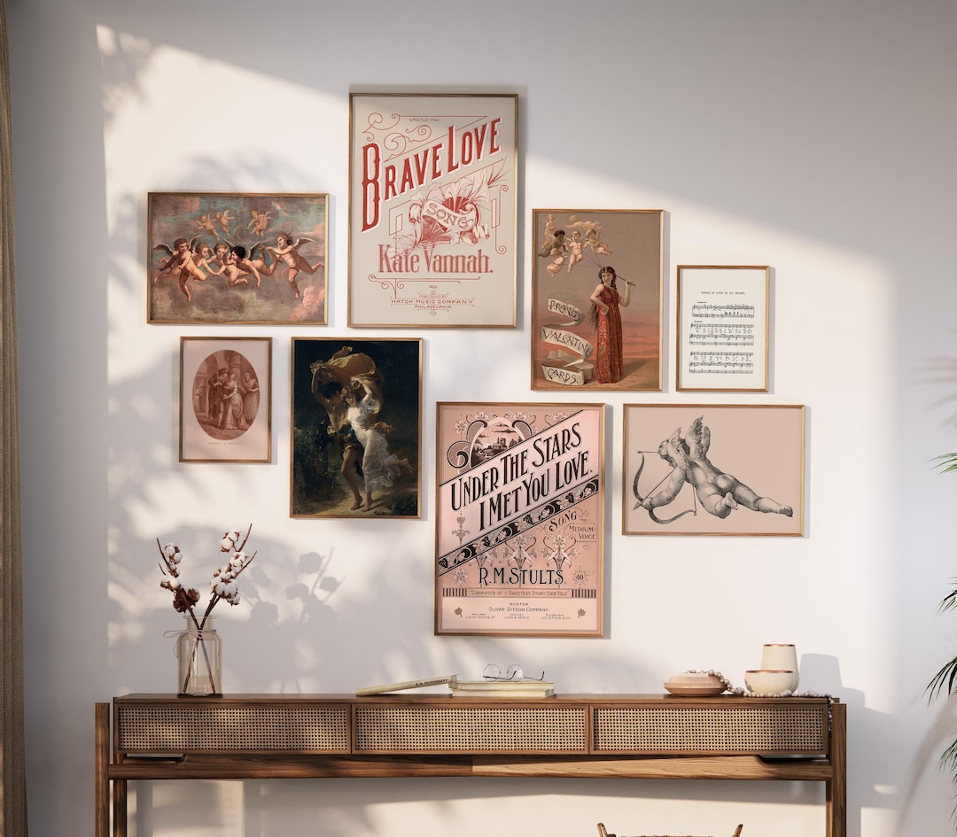 Vintage Valentine's Day Prints Set of 8 Vintage Posters Retro Romantic ...
