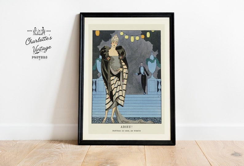 Adieu Vintage French Poster Vintage French Wall Decor 1920s Wall Art ...