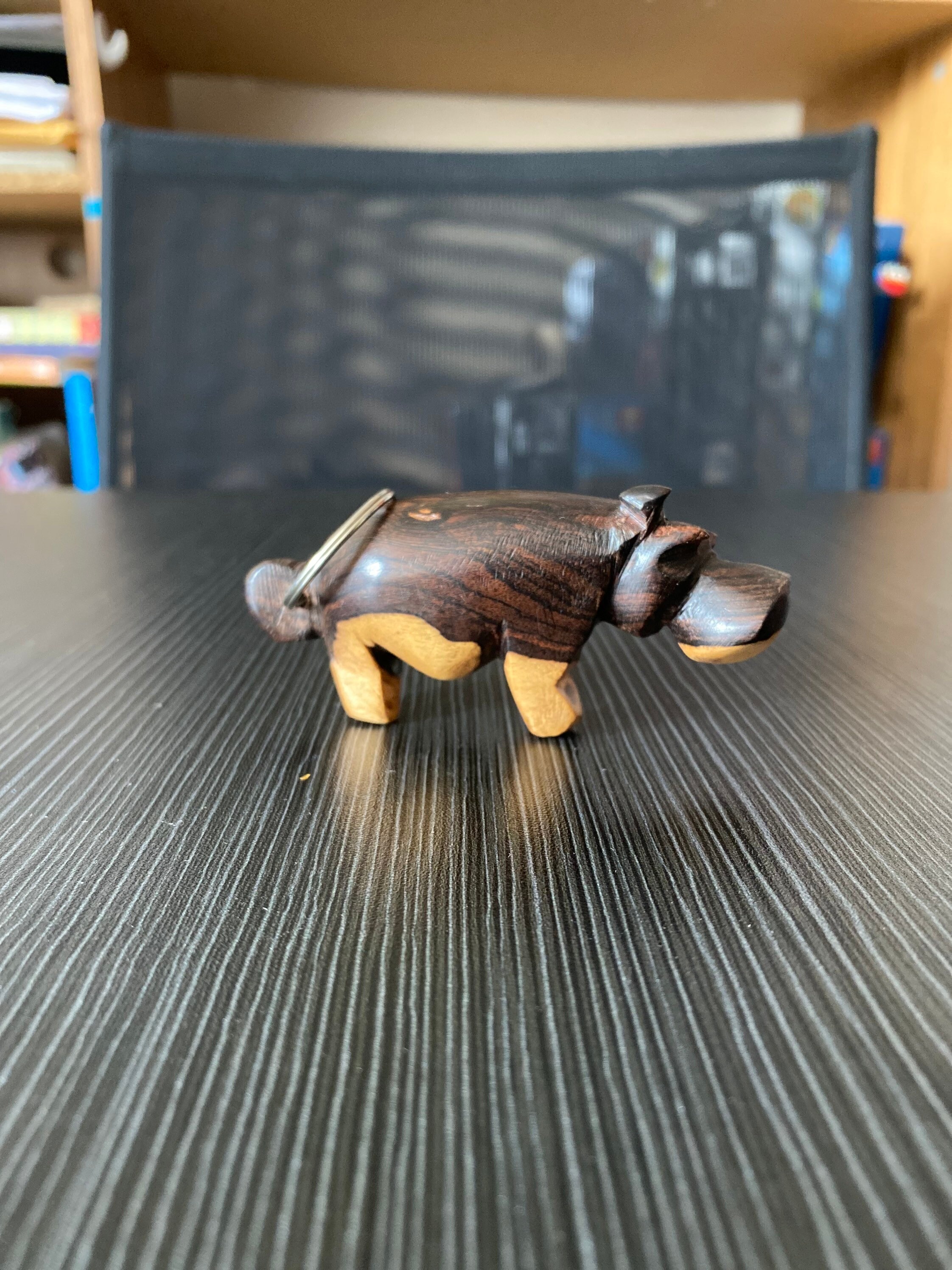 AUTHENTIC BLACK and Tan Mali hippo CARVING Keychain - Etsy