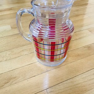 Plaid Patterned Mid Century Vintage Hazel Atlas Large Ice Lip Ribbed ...