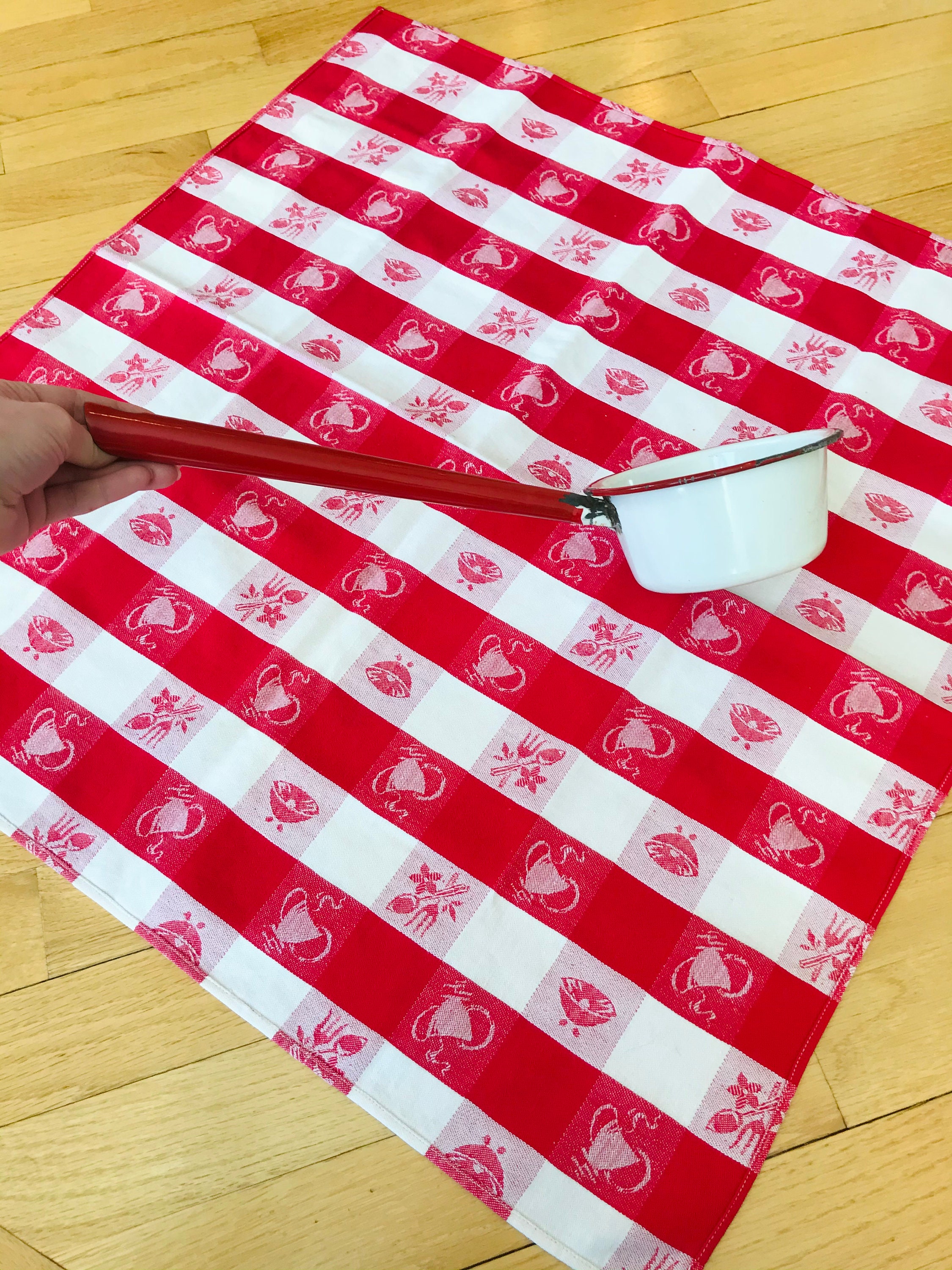 Mid Century Vintage Large Metal Red and White Soup Ladles | Etsy