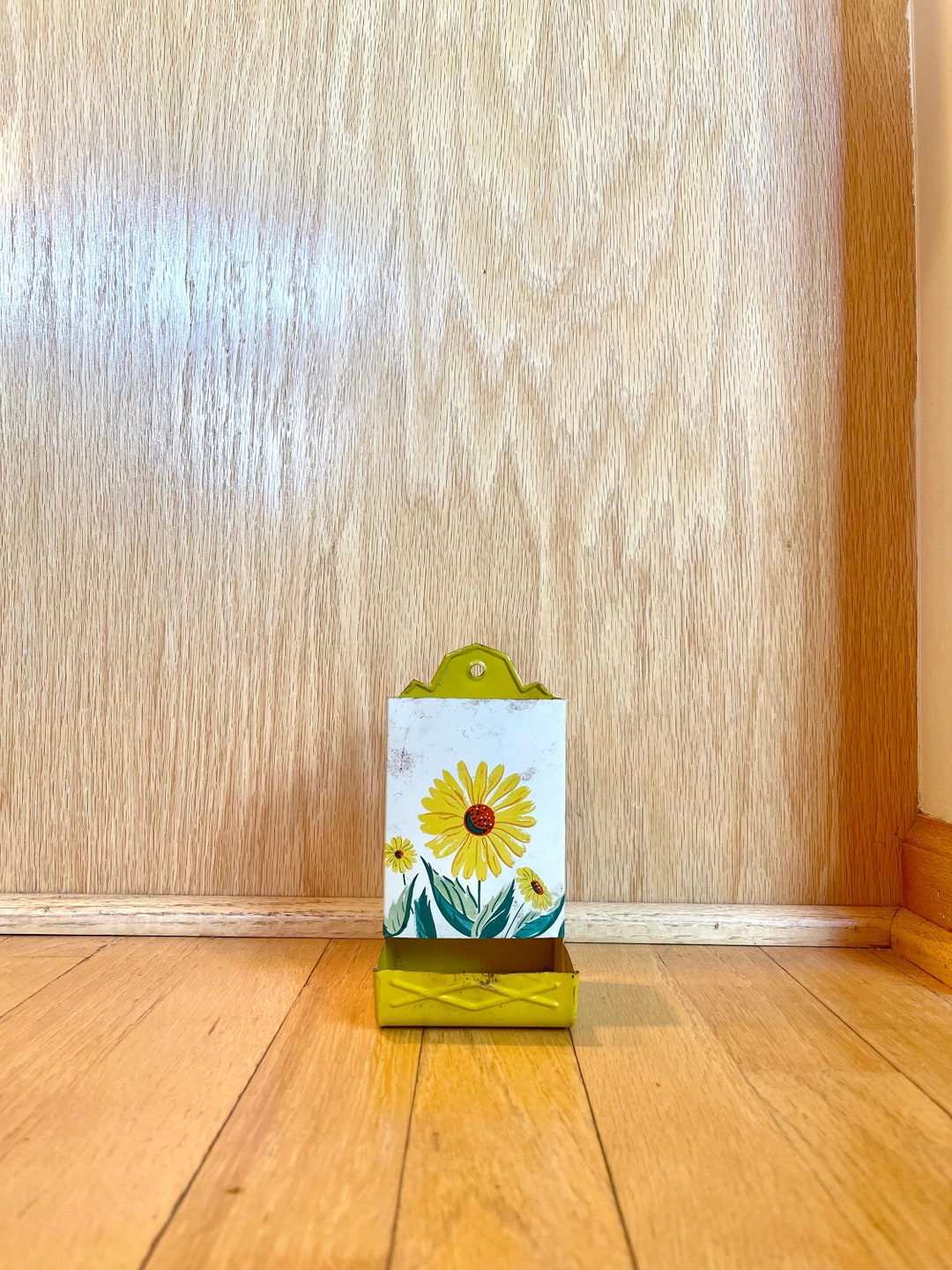 Awesome Vintage Mid Century Kitchen Yellow Metal Matchbox / Match Box ...