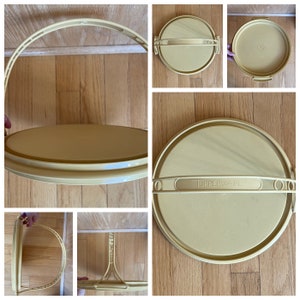 Vintage Tupperware Cake Cover Carrier #683-8 Butterscotch Golden Yellow ...