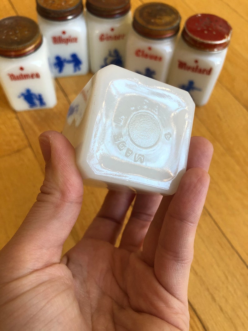 Vintage 1940s Milk Glass With Red Lid Hazel Atlas Spice Jars - Etsy