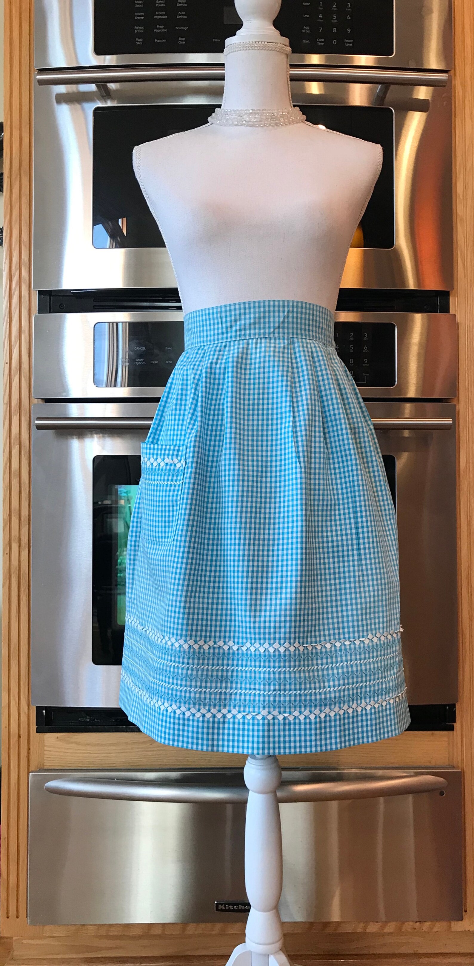 Simple Bright Blue and White Checkered Vintage Half Apron - Etsy