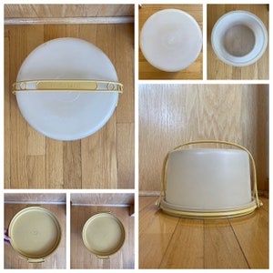 Vintage Tupperware Cake Cover Carrier #683-8 Butterscotch Golden Yellow ...