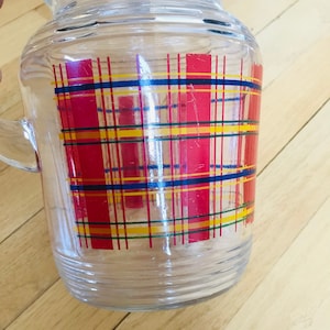Plaid Patterned Mid Century Vintage Hazel Atlas Large Ice Lip Ribbed ...