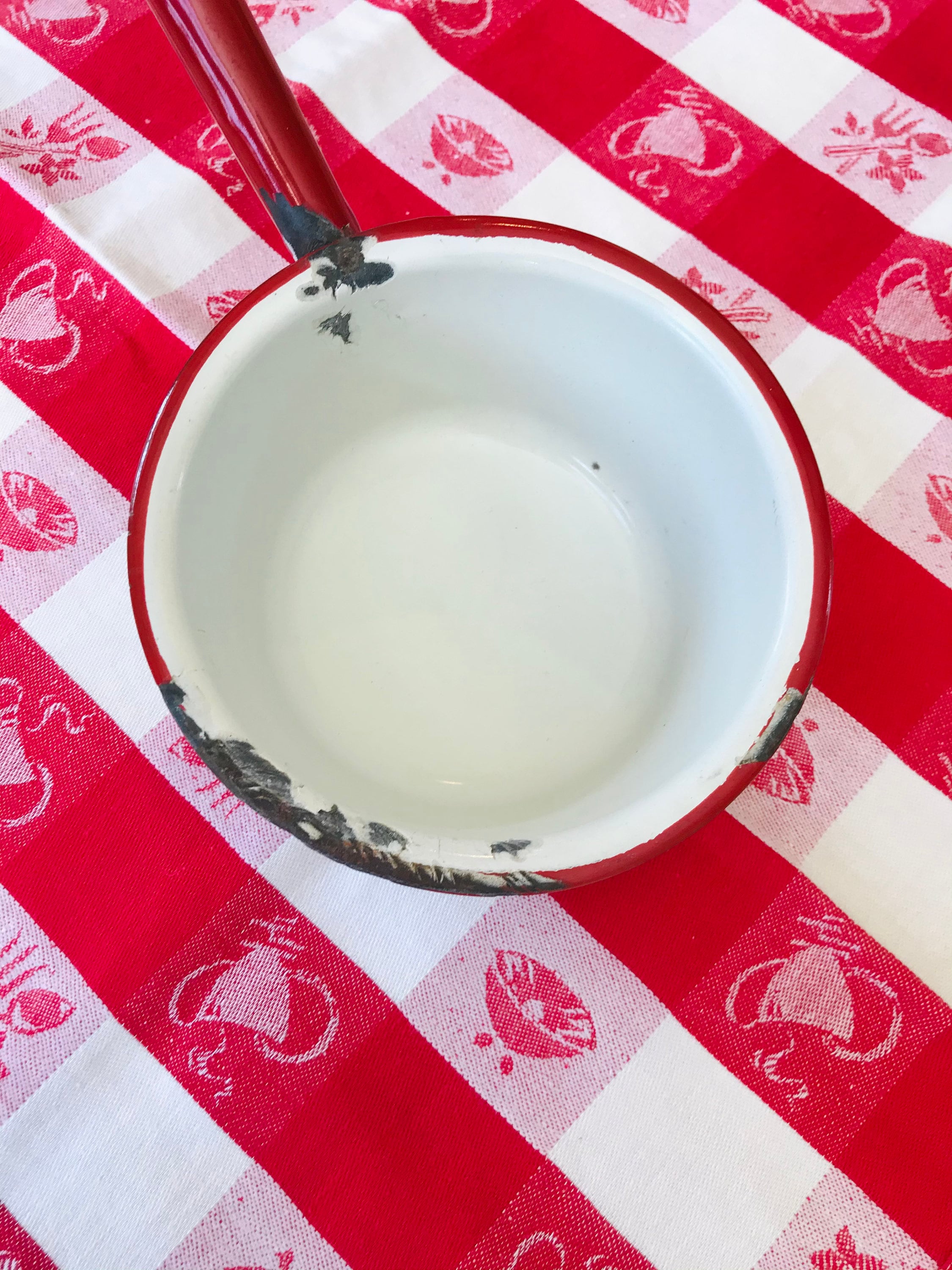 Mid Century Vintage Large Metal Red and White Soup Ladles | Etsy