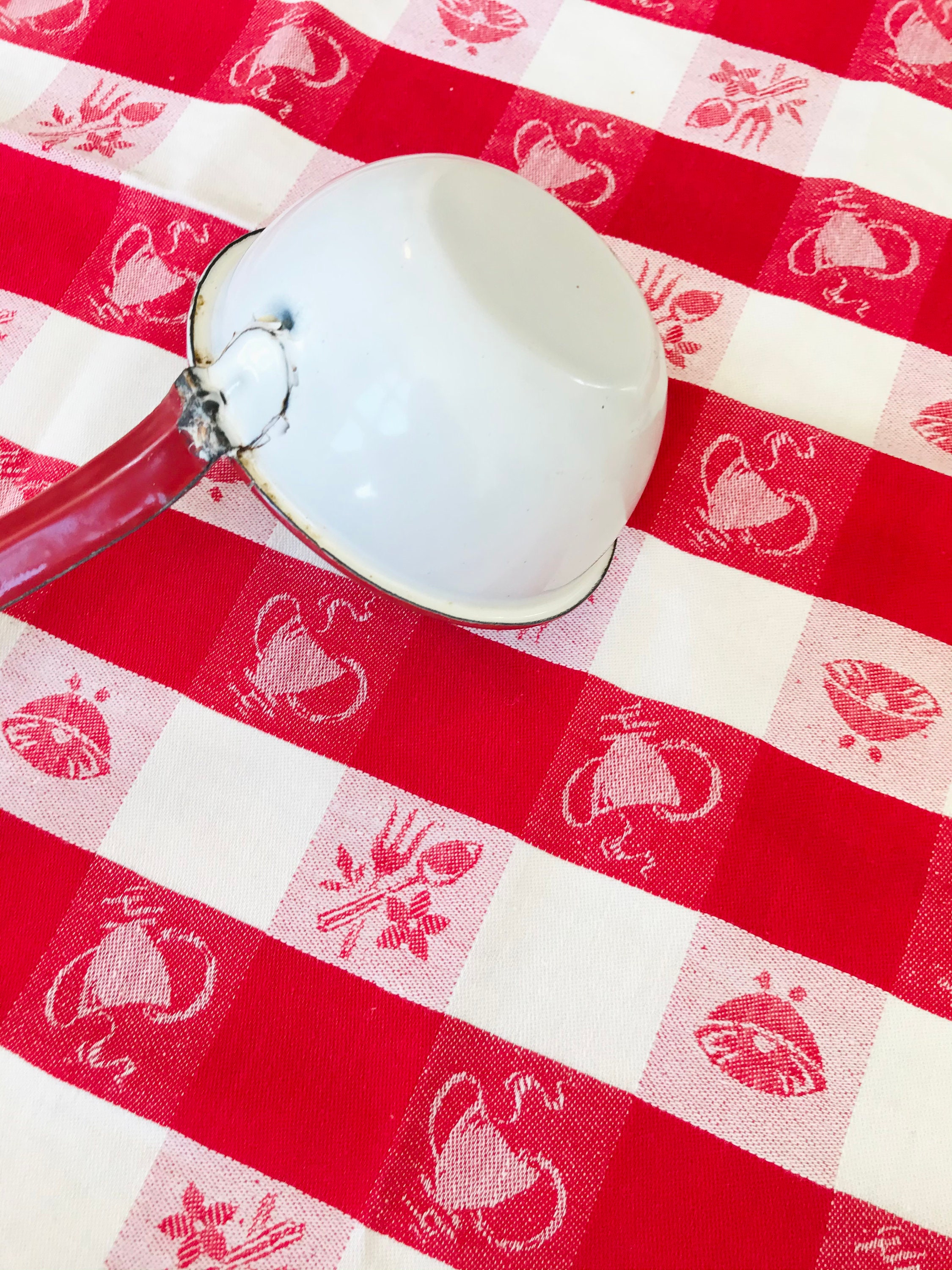 Mid Century Vintage Large Metal Red and White Soup Ladles | Etsy