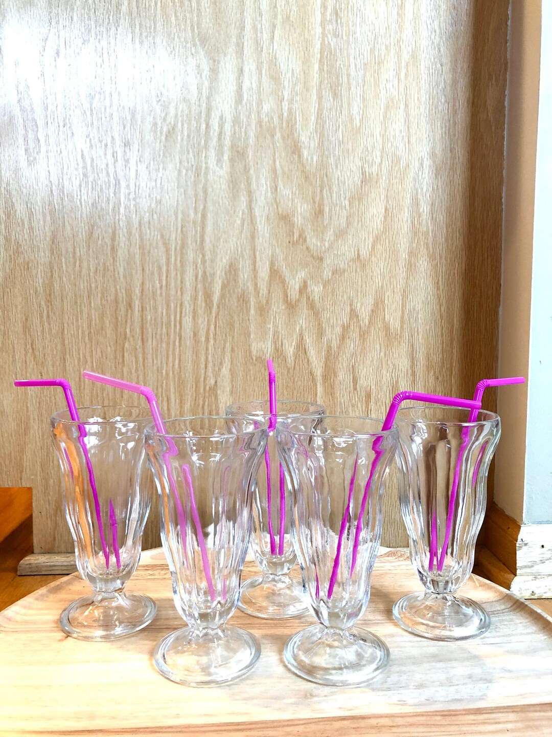 FUN RETRO Tall Clear Ice Cream/soda Fountain Glasses Set of 5 by Anchor ...