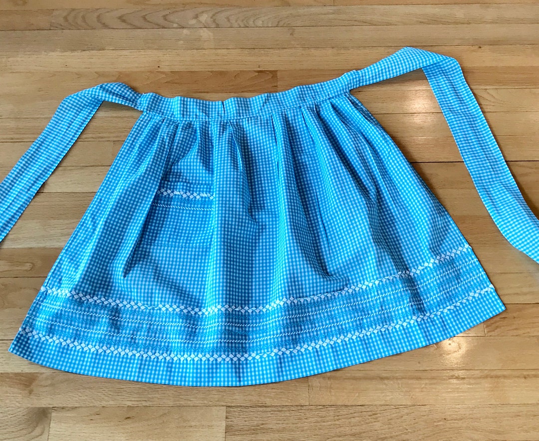 Simple Bright Blue and White Checkered Vintage Half Apron - Etsy