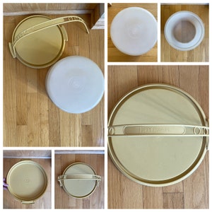 Vintage Tupperware Cake Cover Carrier #683-8 Butterscotch Golden Yellow ...