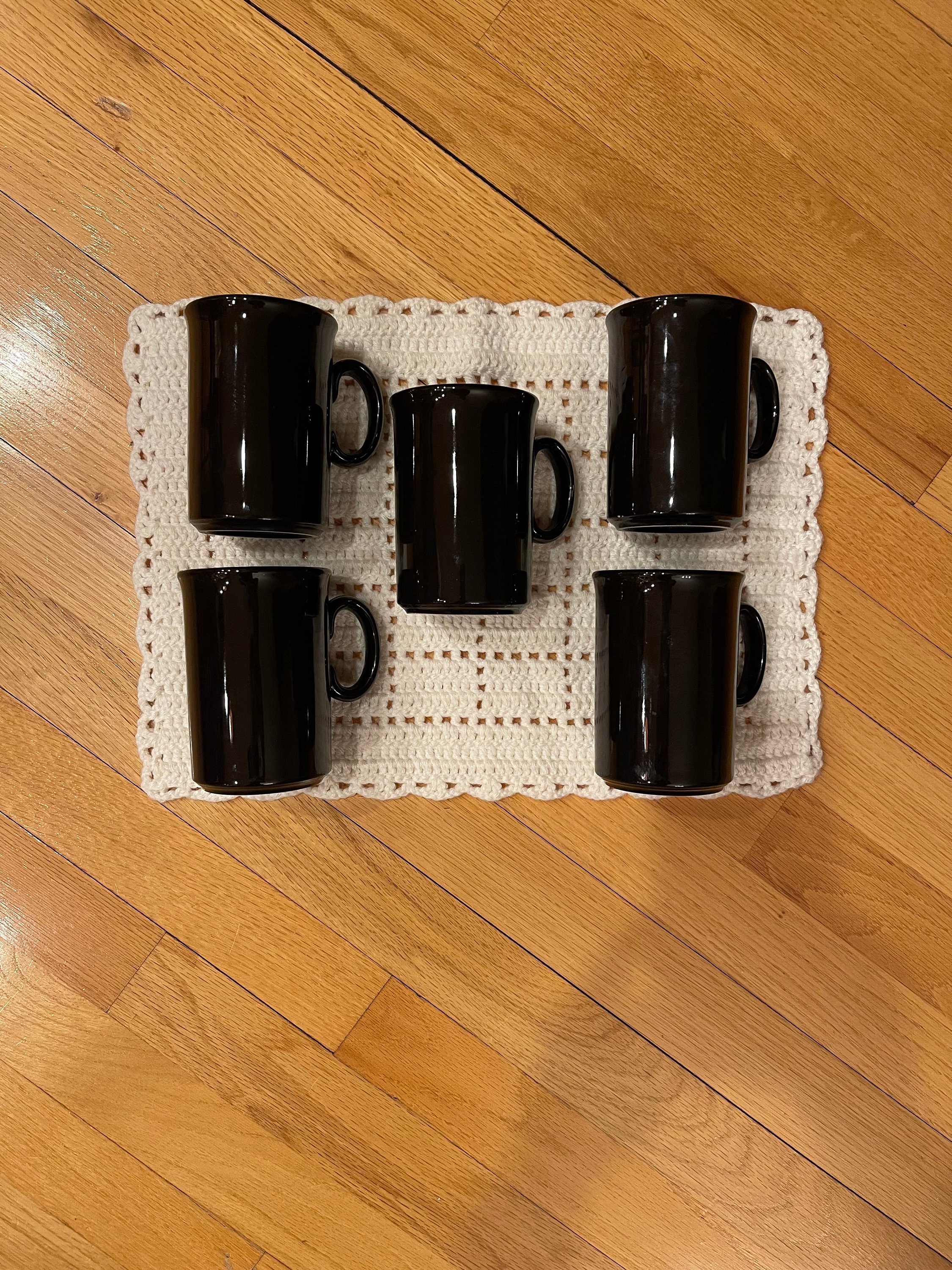 Vintage Set of 5 Tall Black Coffee Mugs Made in England - Etsy