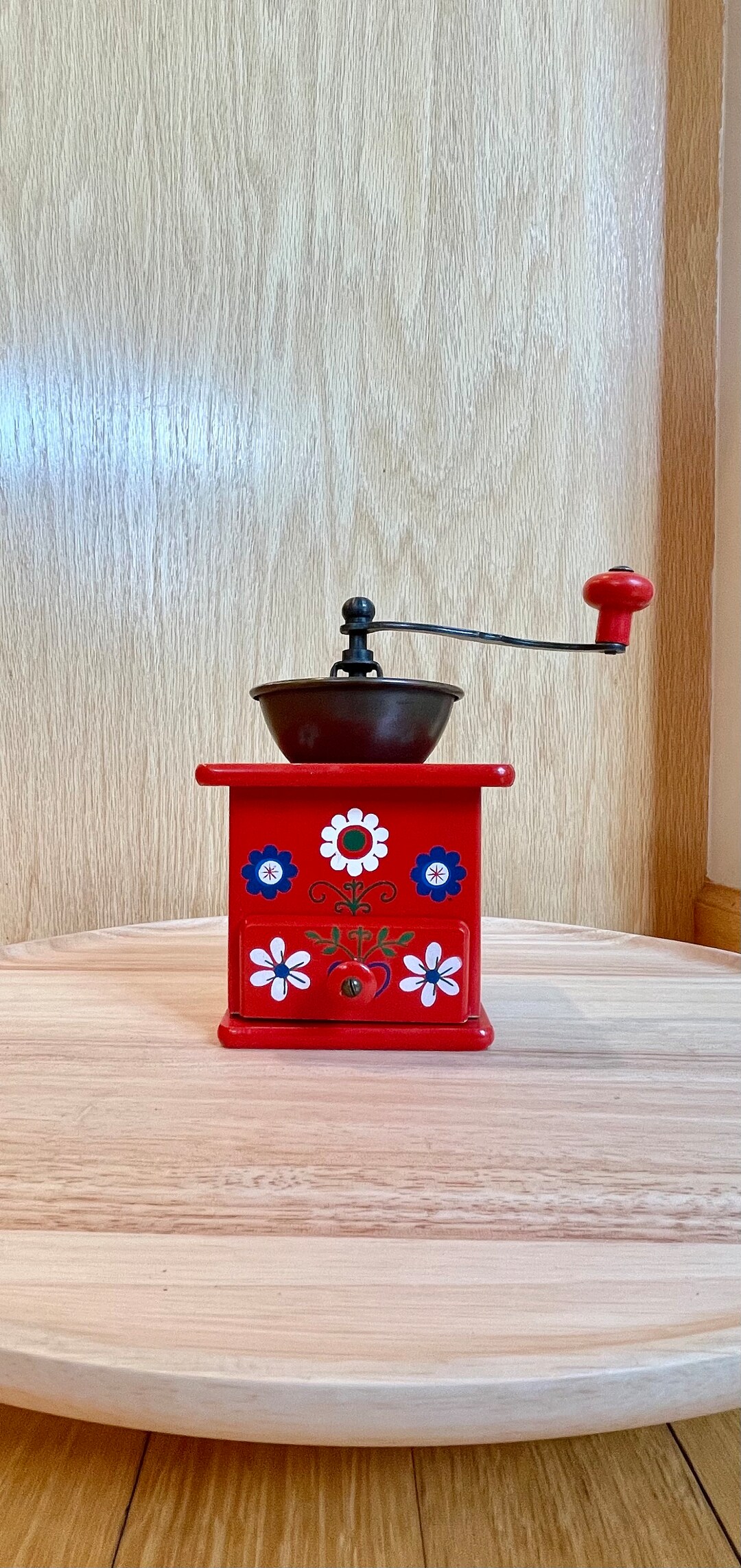 Adorable Vintage Counter Top Hand Painted Wooden Box With Metal Coffee ...