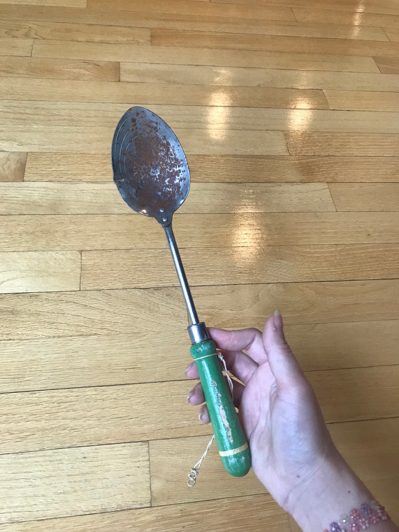 Large Vintage 1940s / 1950s A&J Metal Serving Spoon / - Etsy
