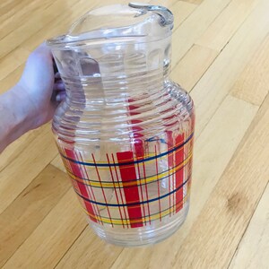 Plaid Patterned Mid Century Vintage Hazel Atlas Large Ice Lip Ribbed ...