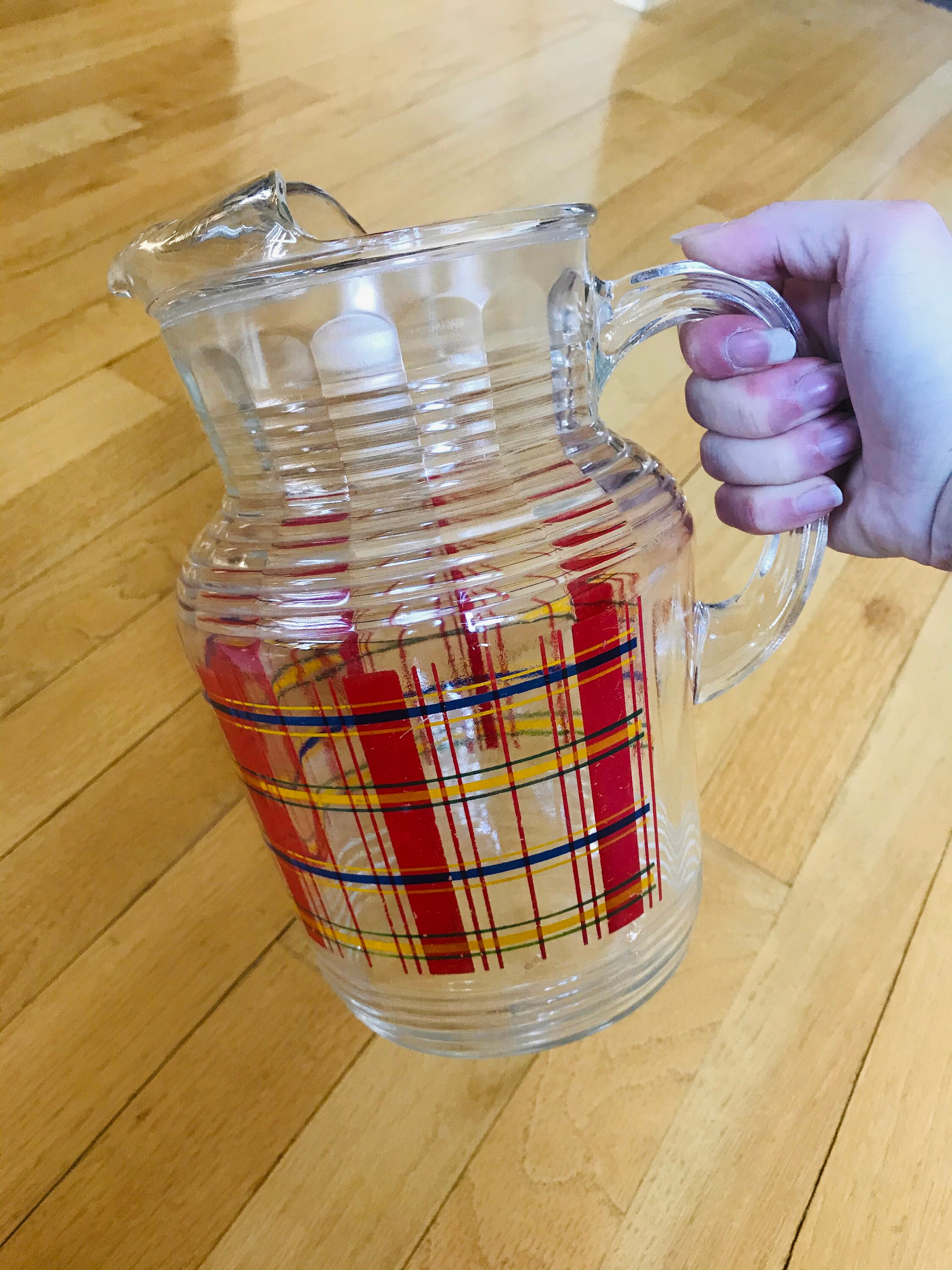 Plaid Patterned Mid Century Vintage Hazel Atlas Large Ice Lip | Etsy