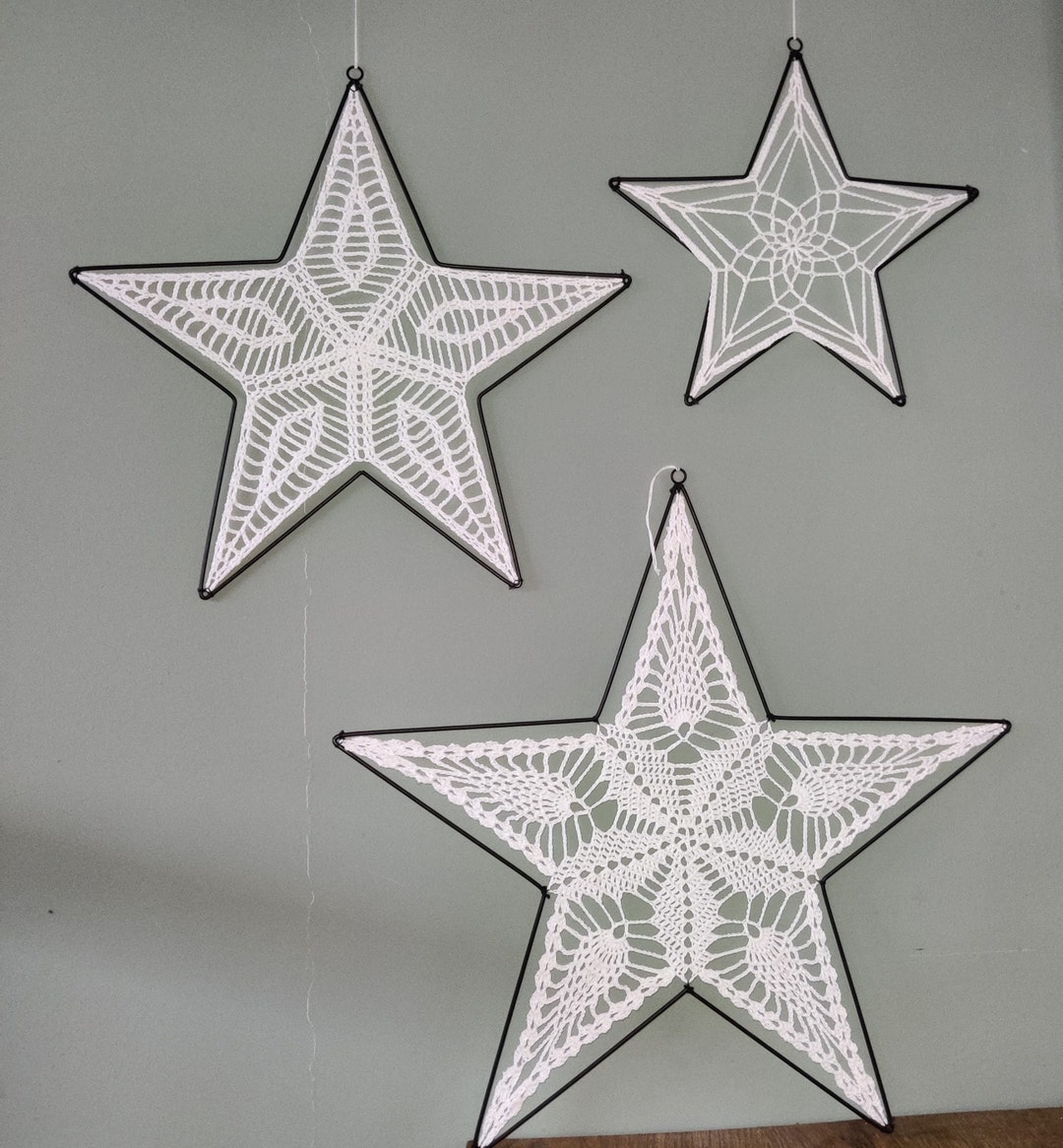 Crochet Pattern 5 Pointed Star, Diagram and Written, 3 Sizes, Christmas ...