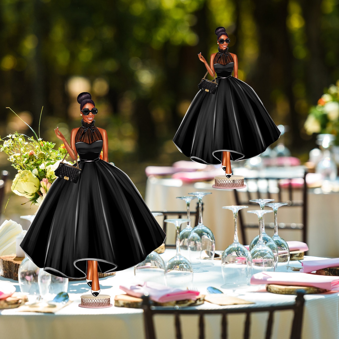 Centerpieces Party Decor Tabletop Decor Black Art - Etsy