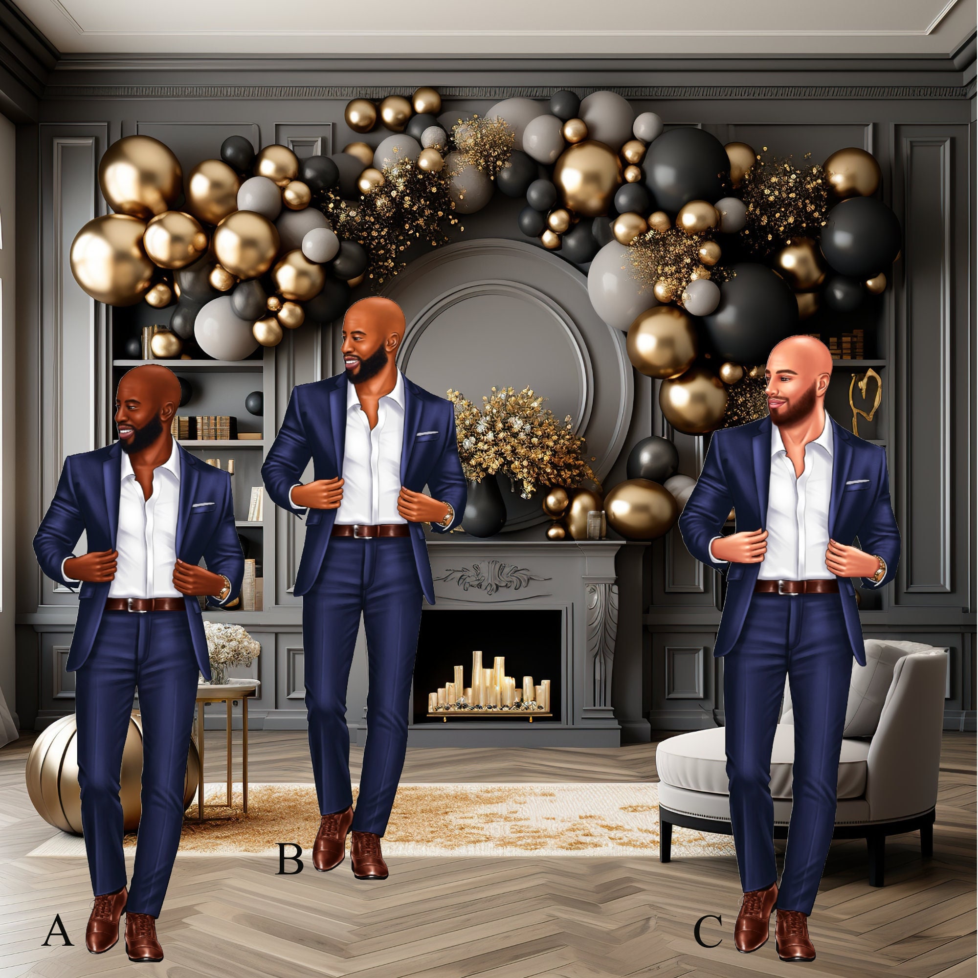 Men in Blue Suits Centerpiece – Birthday Party Table Decor - Etsy