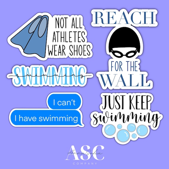Swimming Sticker Pack Not All Athletes Wear Shoes Just Keep - Etsy