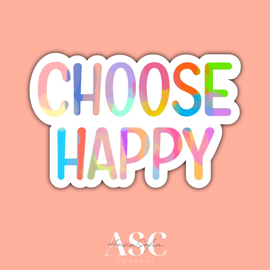 Choose Happy Sticker, Waterproof, Water Bottle, Aesthetic, Planner ...