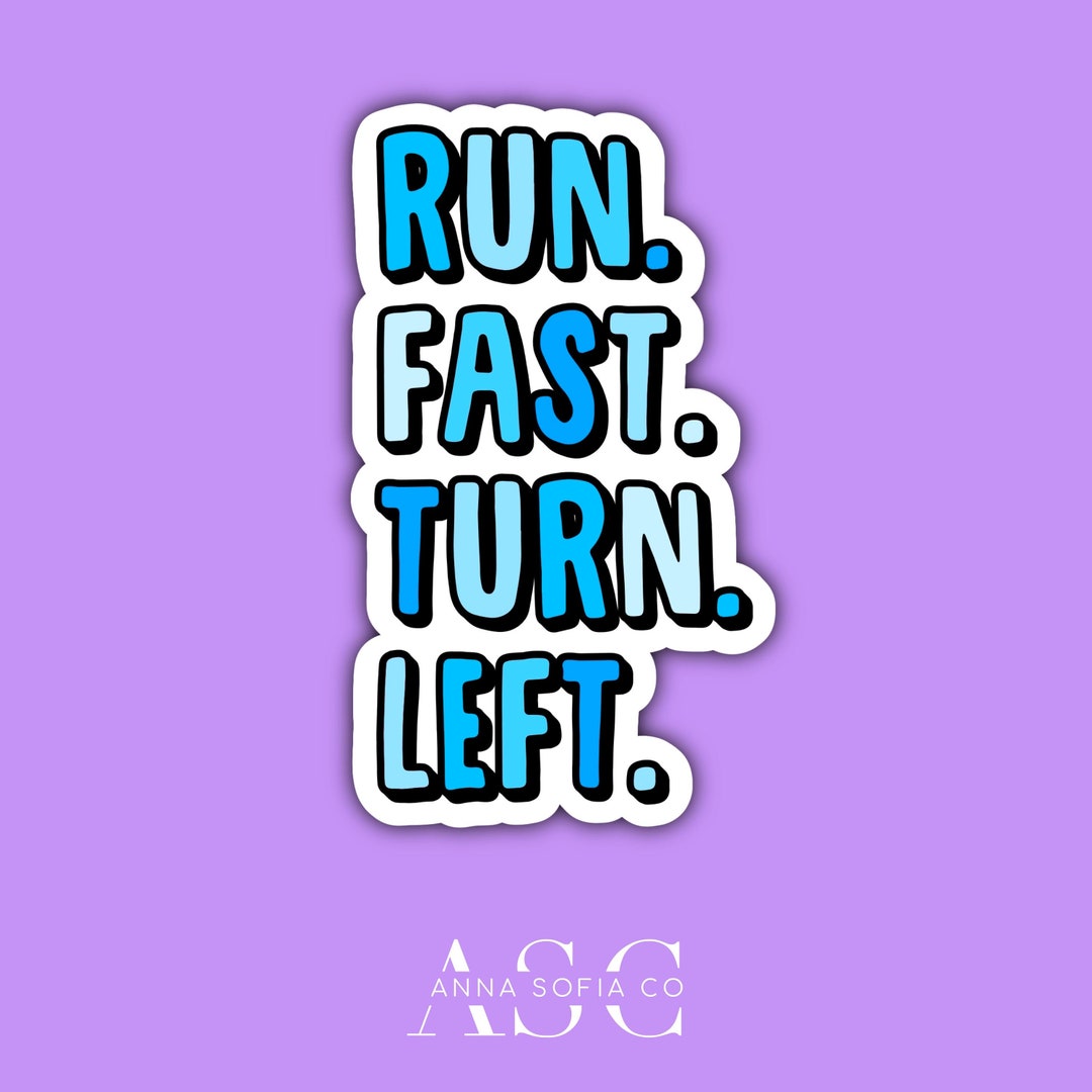 Blue Run Fast Turn Left Track Sticker - Etsy