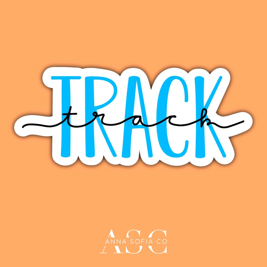 Blue Track Cursive Sticker - Etsy
