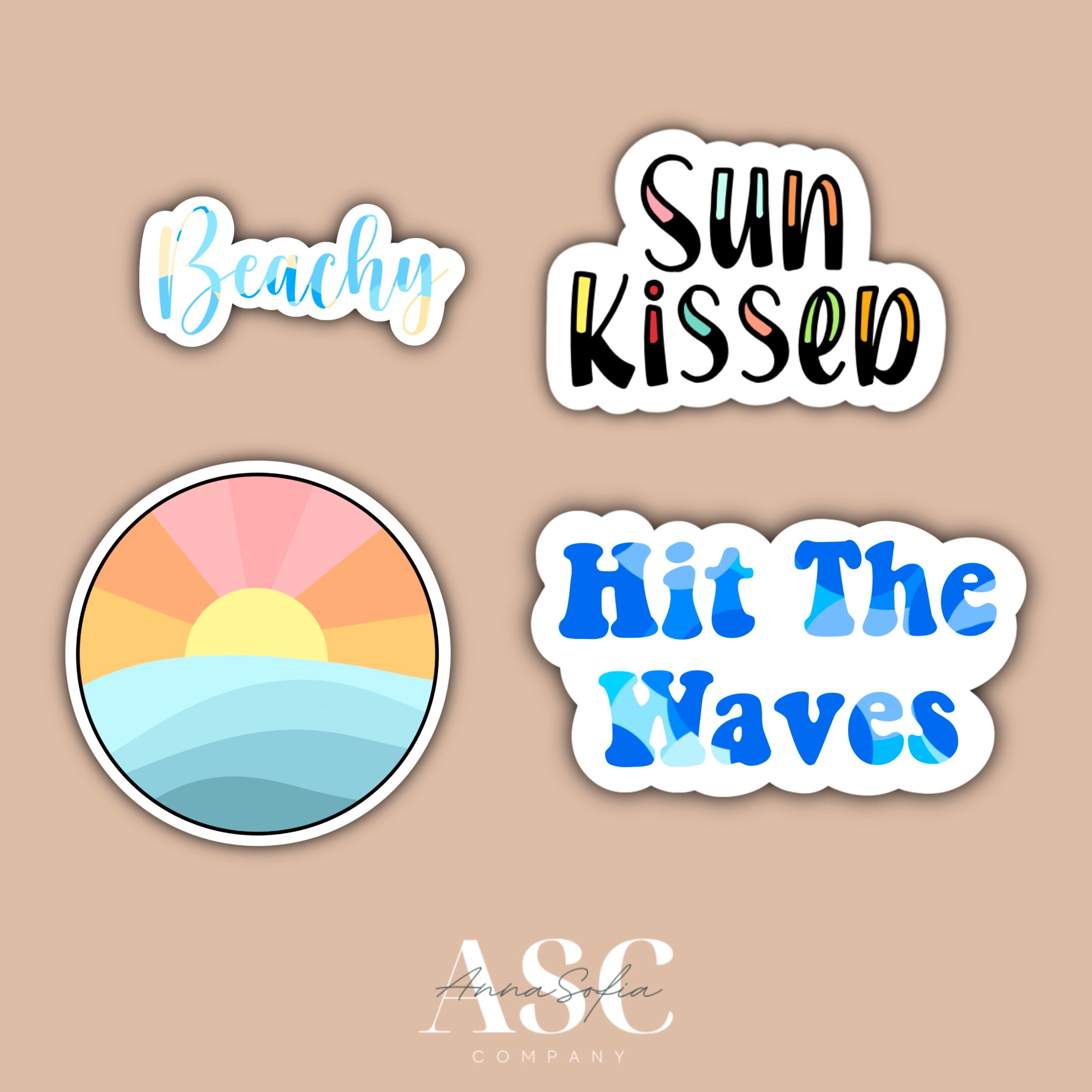 Beach Day Sticker Pack Beachy Hit the Waves Sun Kissed | Etsy