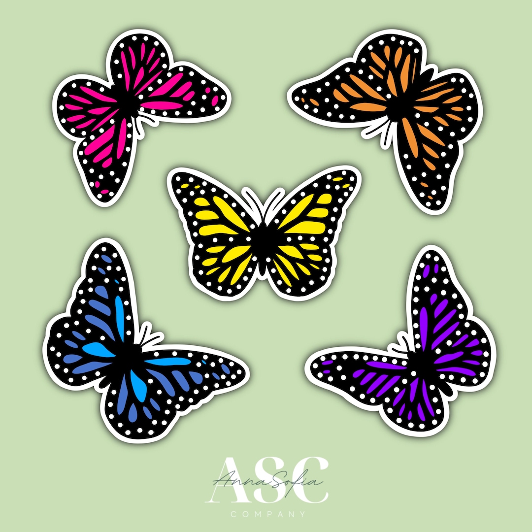 Butterfly Sticker Collection, Butterfly Sticker Pack, Butterflies ...