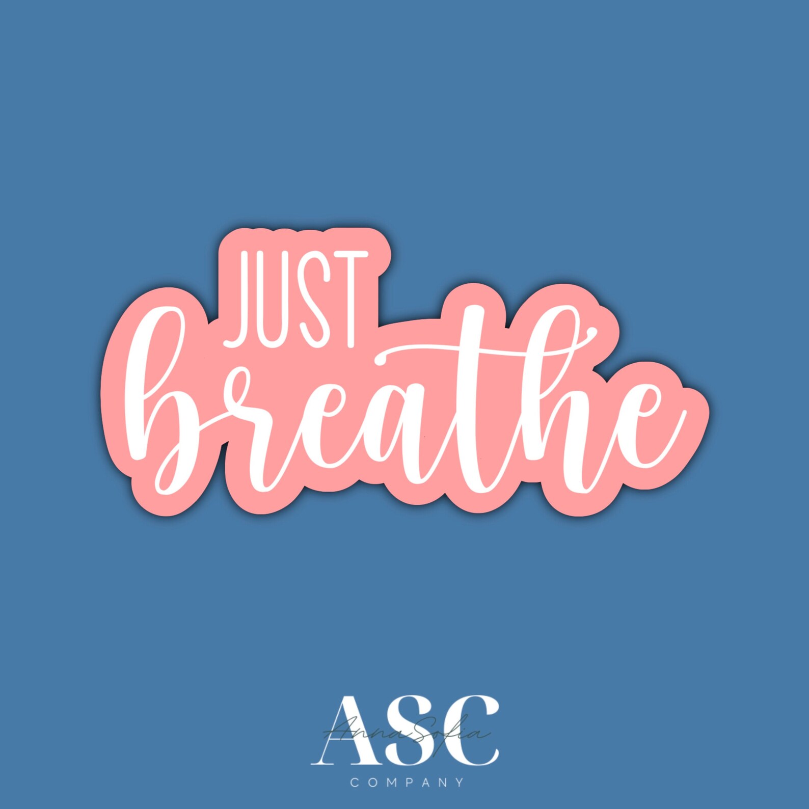 Pink and white just breathe sticker waterproof motivational | Etsy