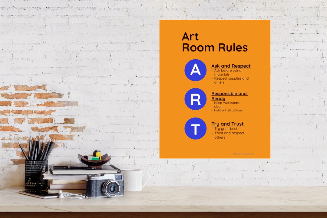 ART Classroom Rules Poster - Digital Download - Inspirational Art Room ...