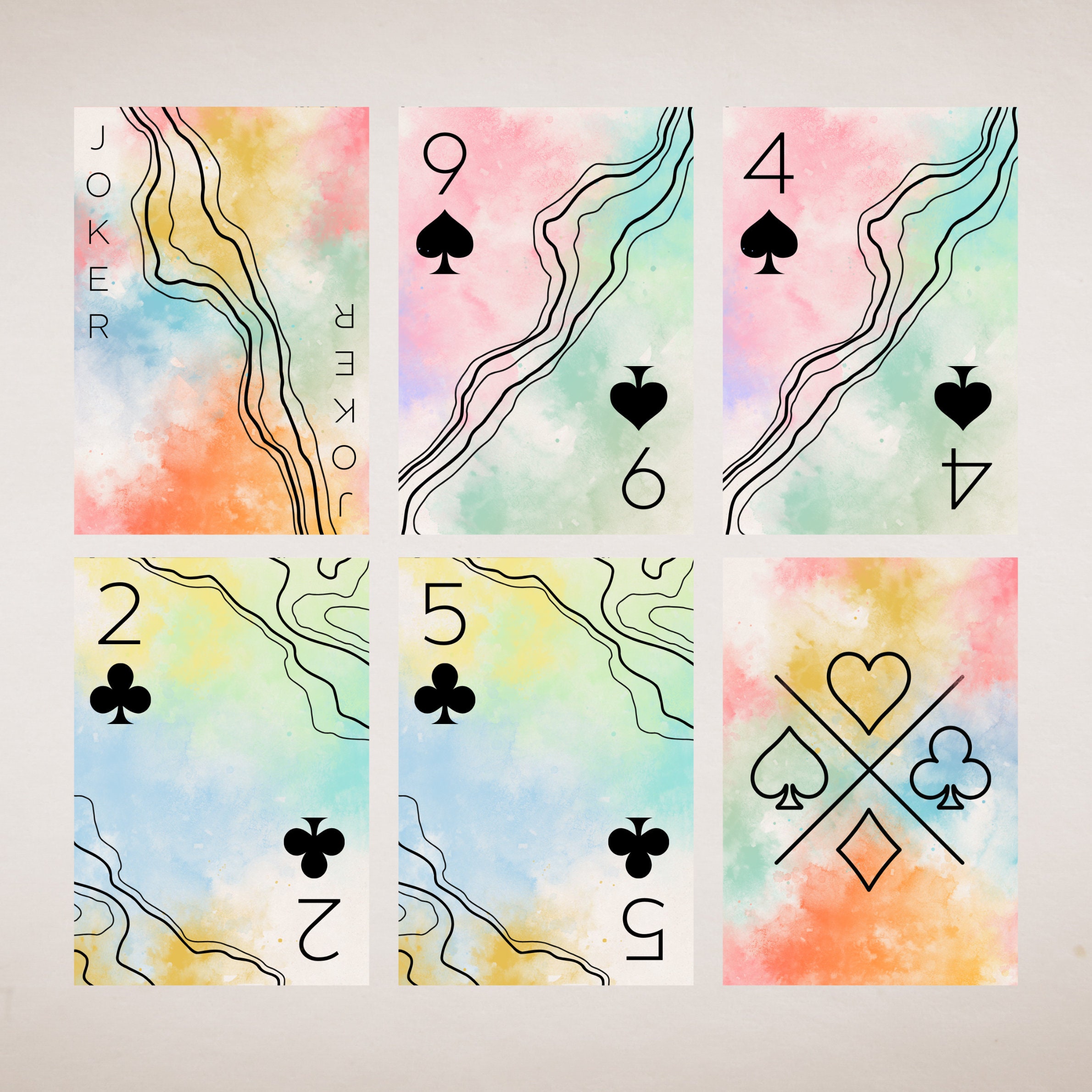 Colourful Playing Cards Rainbow Design 52 Card Deck Jokers - Etsy