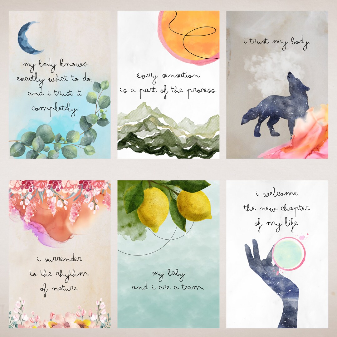 Birth and Delivery Affirmation Cards Positive Words of Inner Strenght ...