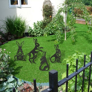 Garden Metal Rabbit Yard Art Outdoor Decor Rabbit Decor Garden Art ...