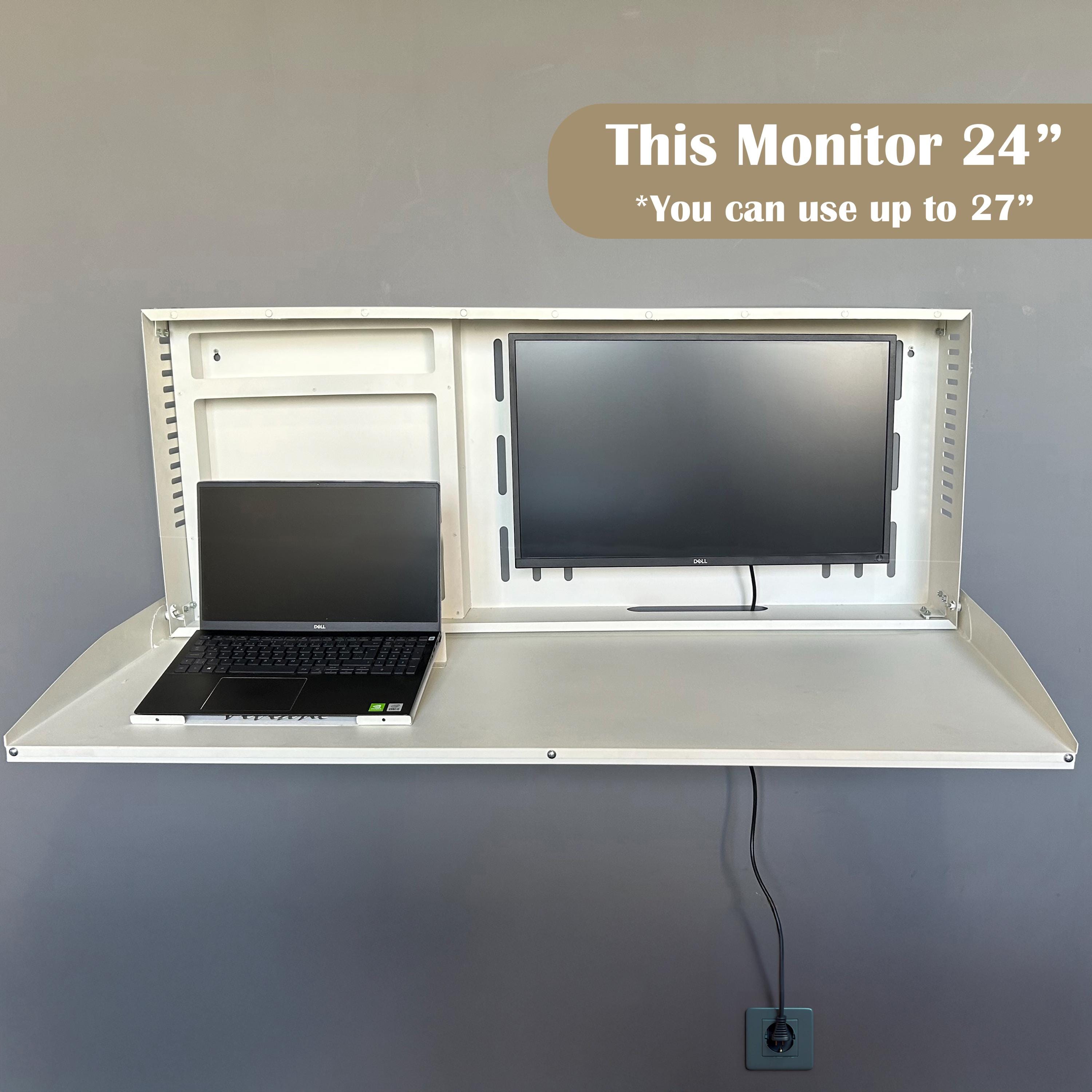 Foldable Wall Mounted Desk With Monitor Mount | Metal Murphy Desk ...