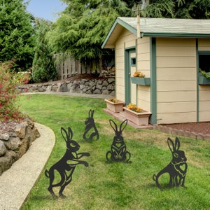Garden Metal Rabbit Yard Art Outdoor Decor Rabbit Decor Garden Art ...