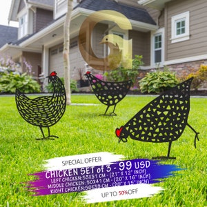 Chicken Yard Art Chicken Decor Metal Chicken Art Farmhouse Decor Bird ...